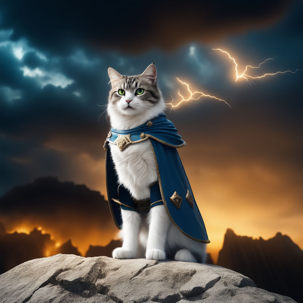 A highly detailed picture of an heroic badass fantasy cat st... by Egg ...