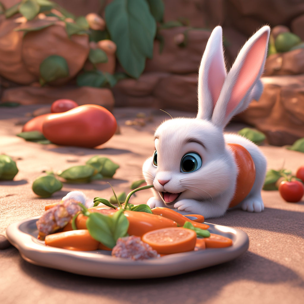 A super cute baby rabbit in Disney Pixar 3d character style by Camille ...