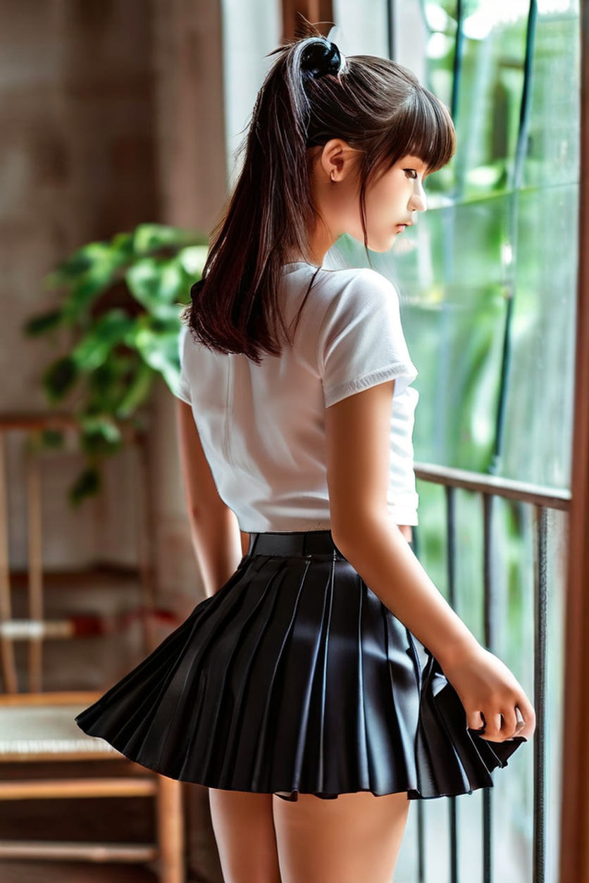 Beautiful young loli from the back in a super small pleated ... by Mike Trainor - Playground