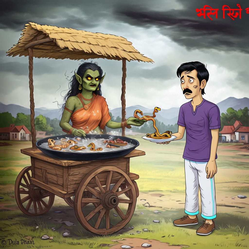 A cartoon illustration depicts a humorous yet eerie scene se... by ...