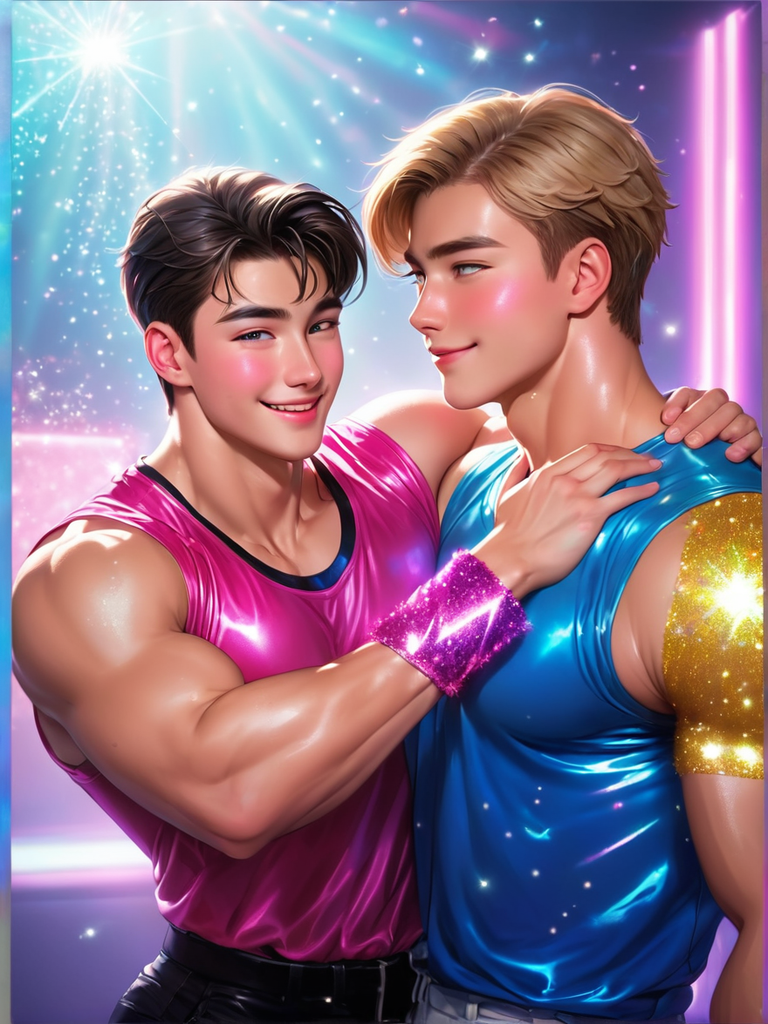 Swole Male 1980's Polish teen actor idol hugging his Korean ... by ...