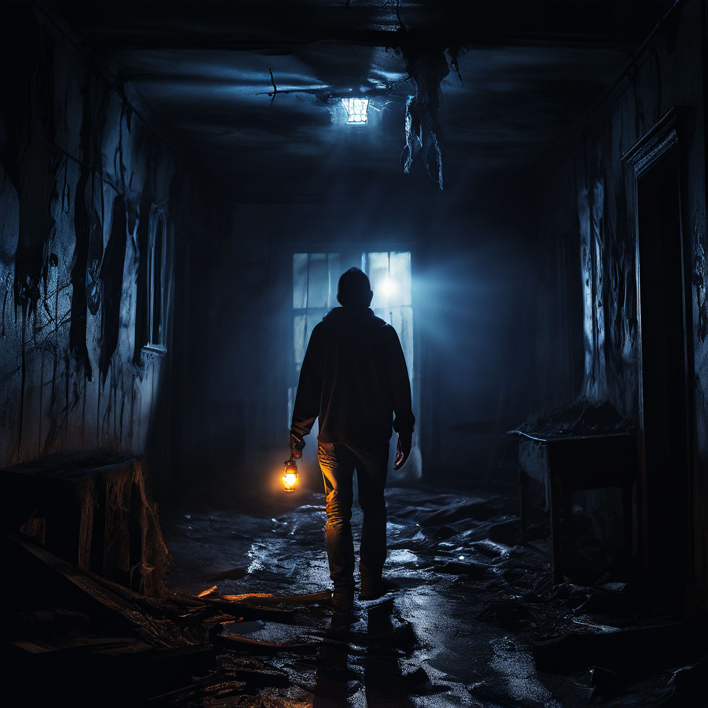 Person walking tentatively through a haunted house by Jenny Lindeman ...