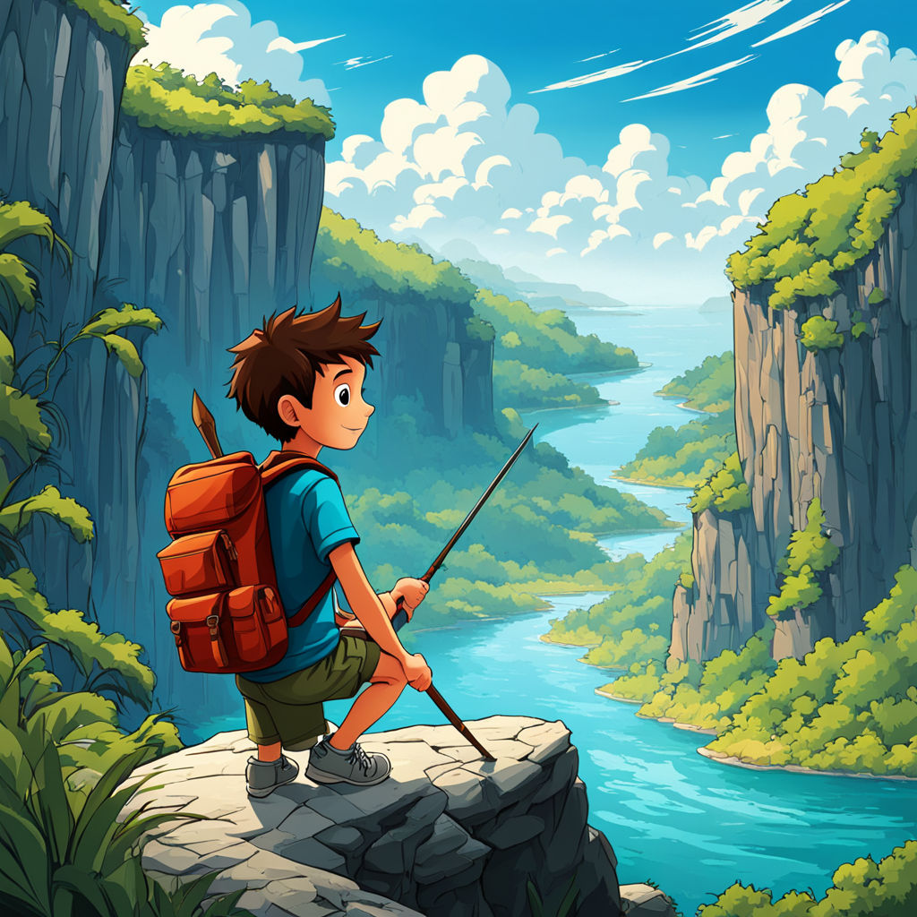 Create me a cartoon movie poster of a boy on adventure by Eveline ...