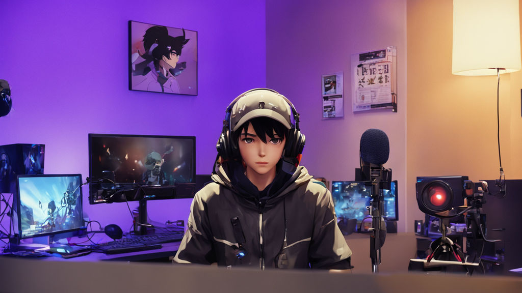 An anime character boy in a gaming setup studio room by Arjun Subba ...