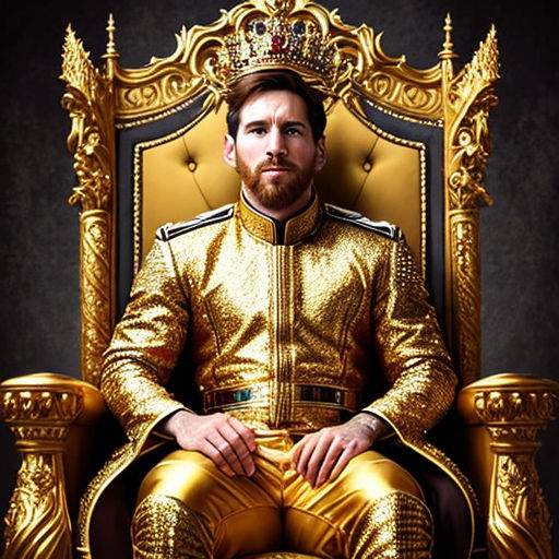 Lionel Messi sitting in the gold throne king jersey by Jheamier Wirth ...
