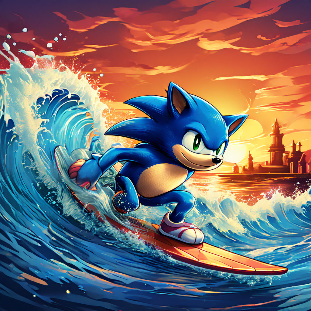The wave image with sonic surfing it by Mike Babich - Playground