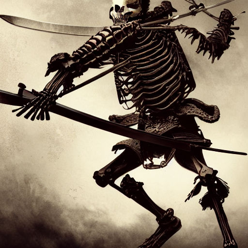 Photograph of a skeleton samurai warrior swinging a katana!!... by dead ...