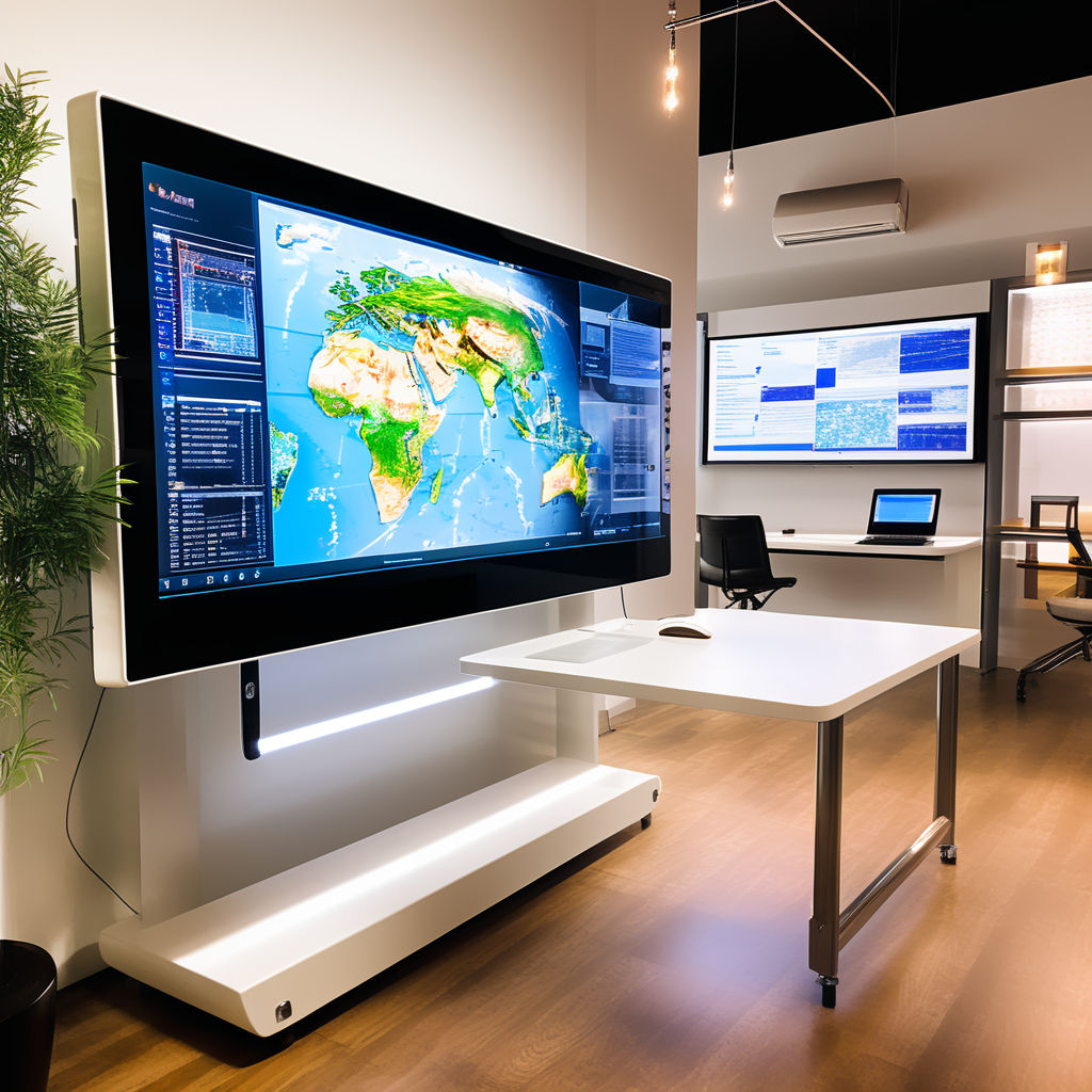 Imagine a big touch screen. The screen monitor has drawings ... by d ...