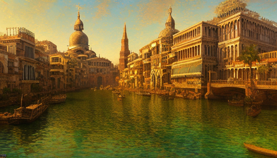 Realistic steampunk venice 19th century metallic ancient ro... by NIght ...