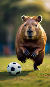 Capibara jugando futbol. Style pixa by JOSE HERRERO HERRERO - Playground