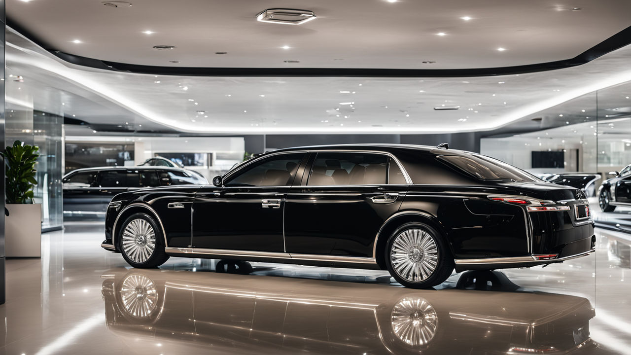 A back View of 2025 Toyota Century is showcased in a modern ... by ...