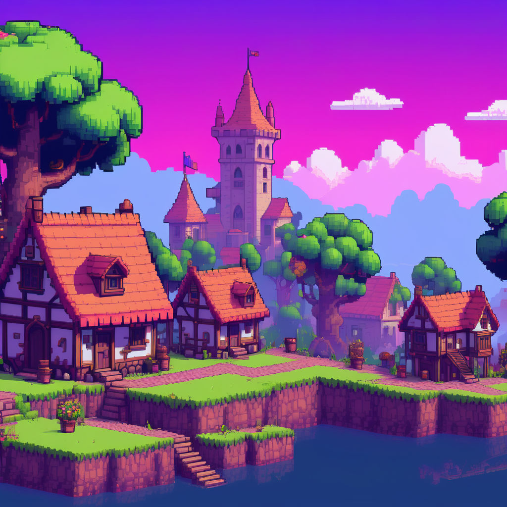 Colored vivid pixel art 2d side scroller platformer style pi... by ...