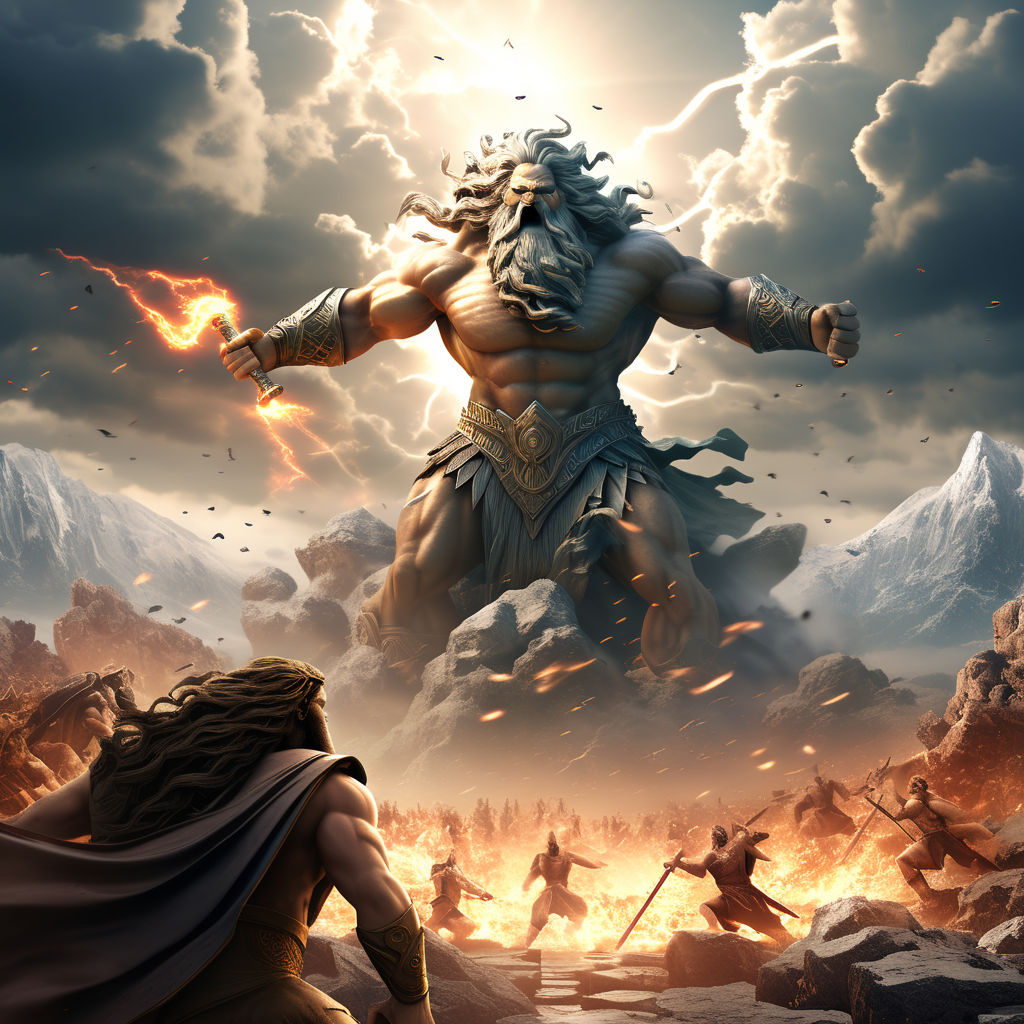 The fierce and terrible battle of Zeus and the Titans on Mou... by ...