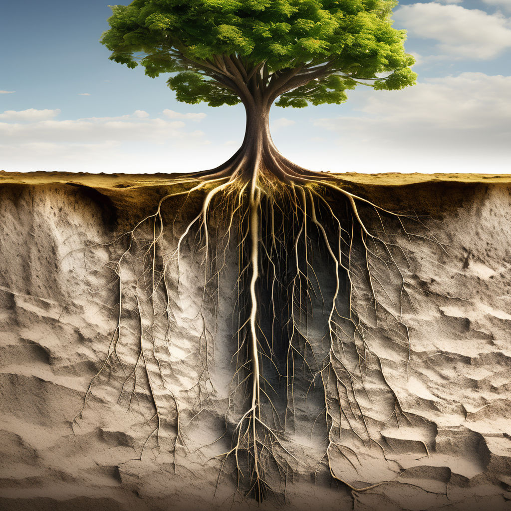 Tree roots underground to the Earth's core side view by Вячеслав Уланов ...