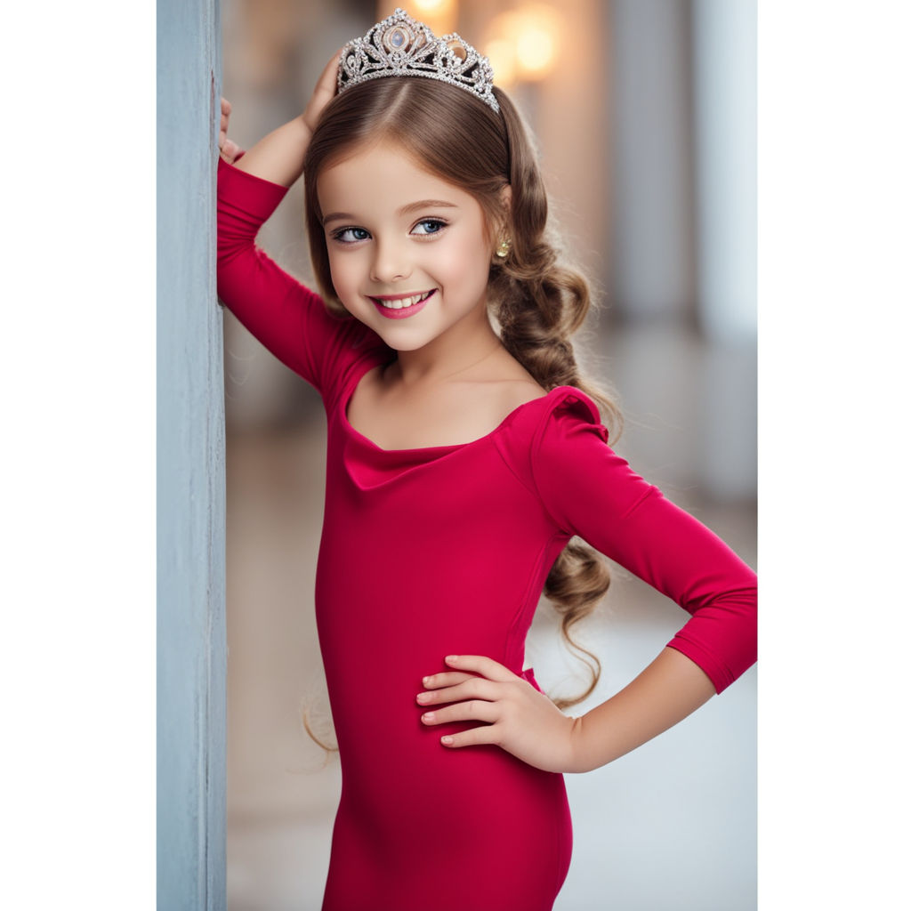 Young fashion cute princess six years old girl in elegant g... by Łuksz ...