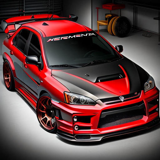 Red evo x in carbon hood and air scoop in garage by Ekasurya Wijaya ...
