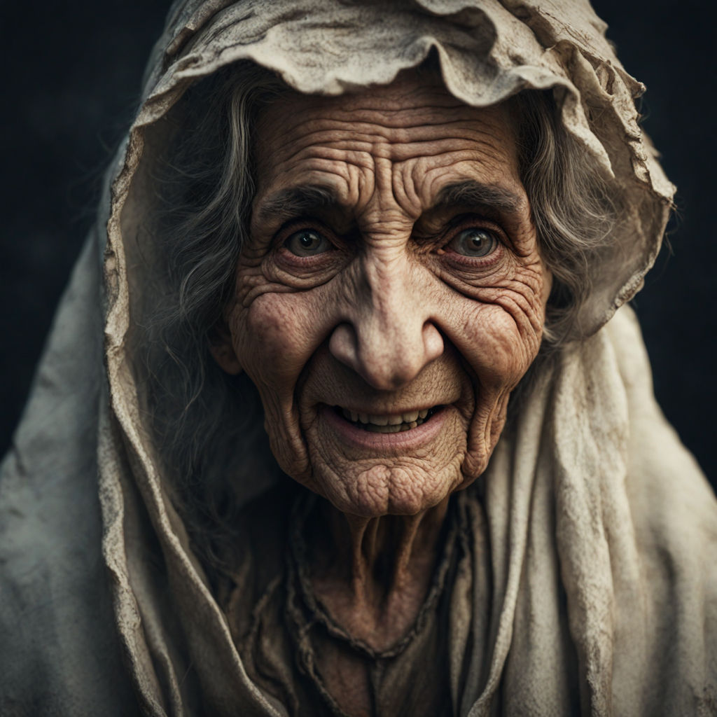 Portrait A Terrifying Horror Very Old Gypsy Woman With A Mea By Philip Lok Playground