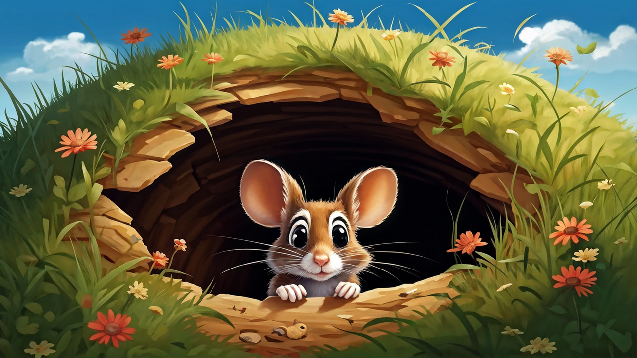 Cartoon image a burrow with a dry space inside. A mouse was... by ...