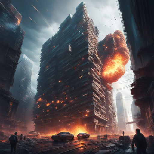 A illustration of a building blowing up with explosive by Pod HI ...
