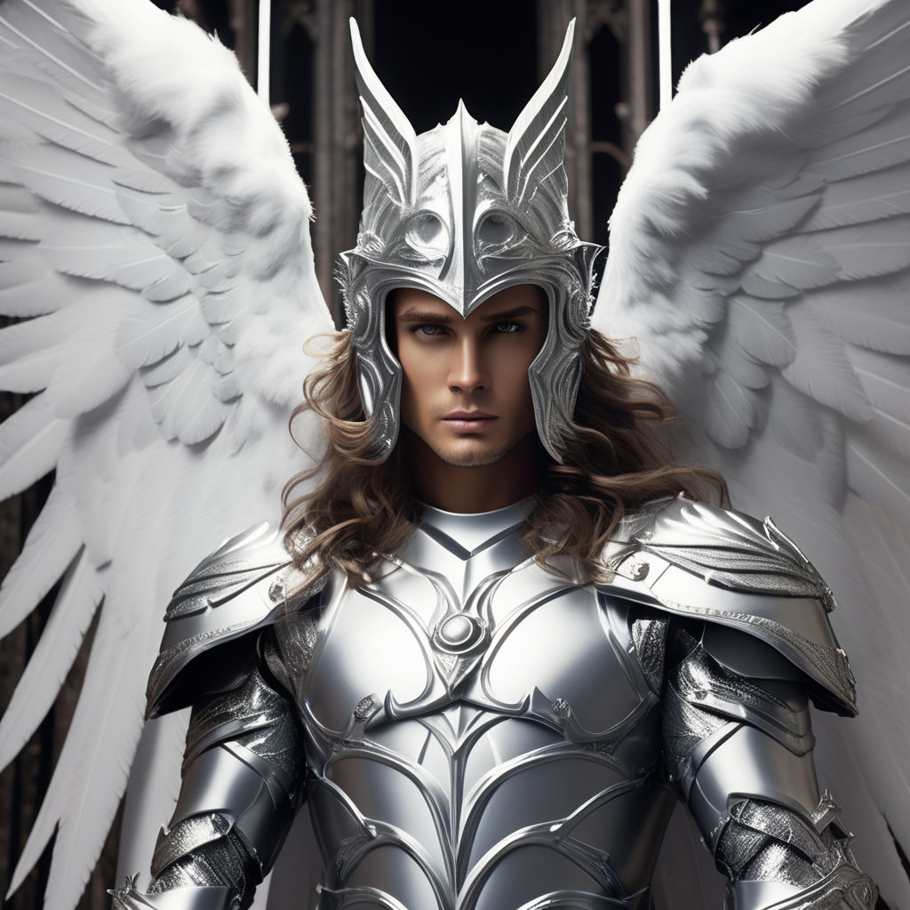 A Creepy angel dressed in A Beautiful Silver armour and helm... by ...