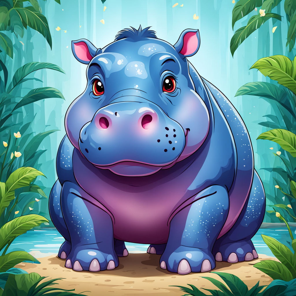 Cartoon cute hippo by S Kannangara - Playground