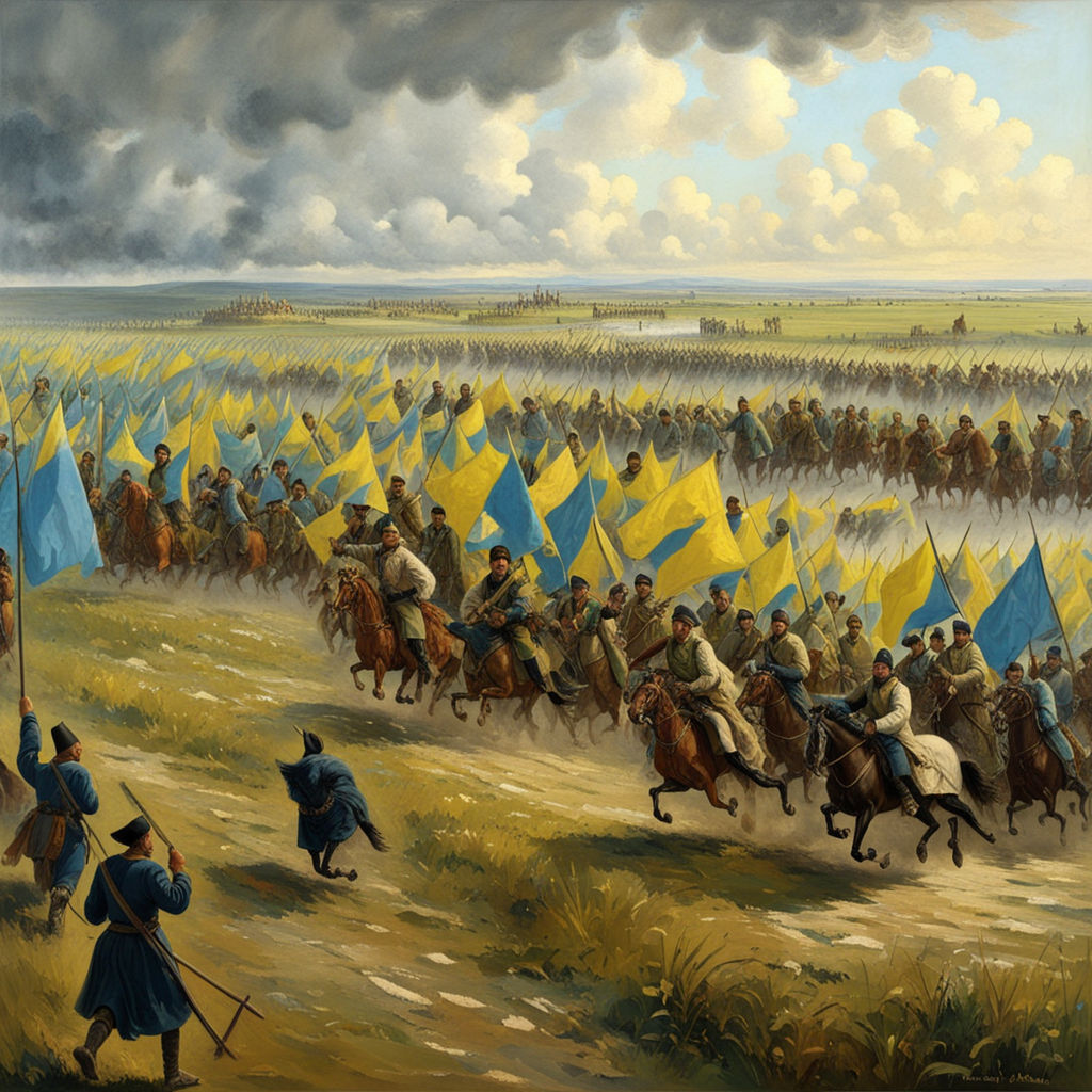 The Cossack-Tatar army marching across the field in 1648 by Artem ...