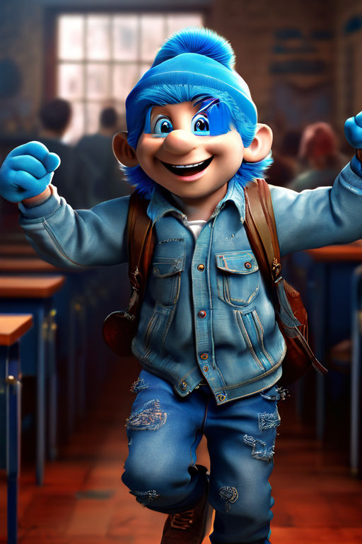 Photorealistic. Full body Portrait. Happy Student. Smurf he... by ...