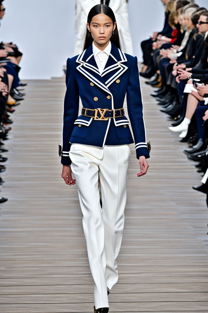 Female runway model wearing louis vuitton fall 2025 nautical by GENTNER ...