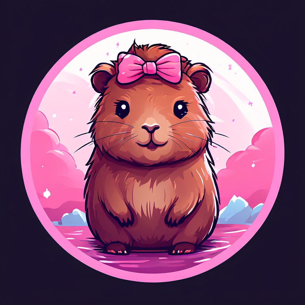 Cute capybara girl with pink bow by Луиза :3 - Playground