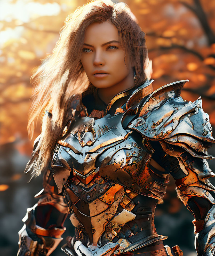 A female warrior wearing a steel armor by Юлия - Playground