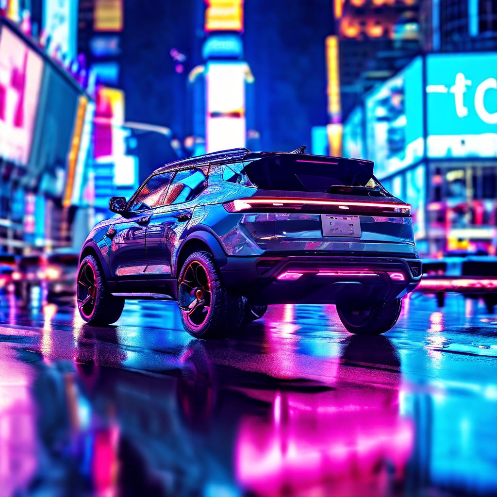 "An outdoor-type SUV driving through a modern city center. T... by ...