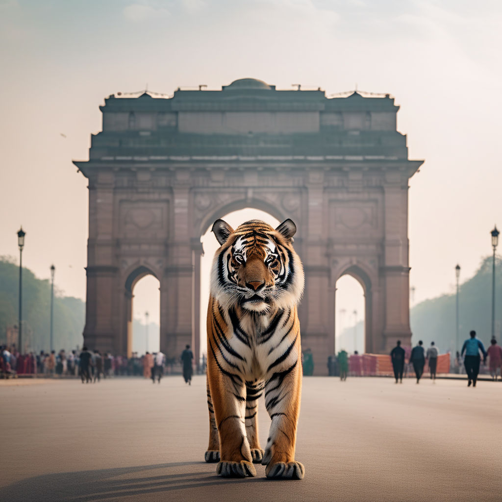 Tiger in the front of india gate. by Neeraj Gihar - Playground