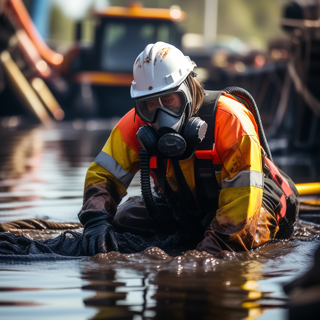 Build me a spill warrior in ppe fighting a oil spill by Tucker Mendoza ...