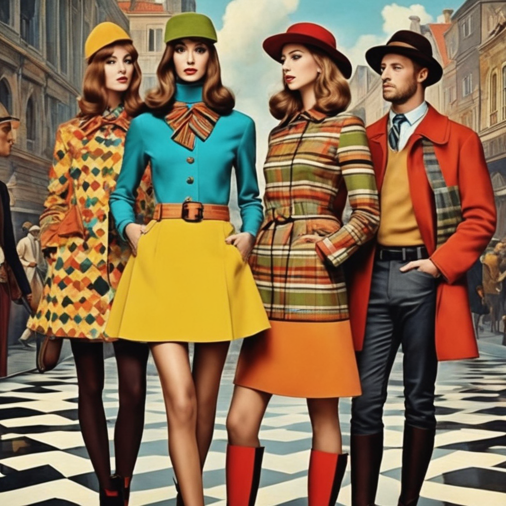 Design a retro-style image reflecting 1960s fashion. Incorpo... by ...