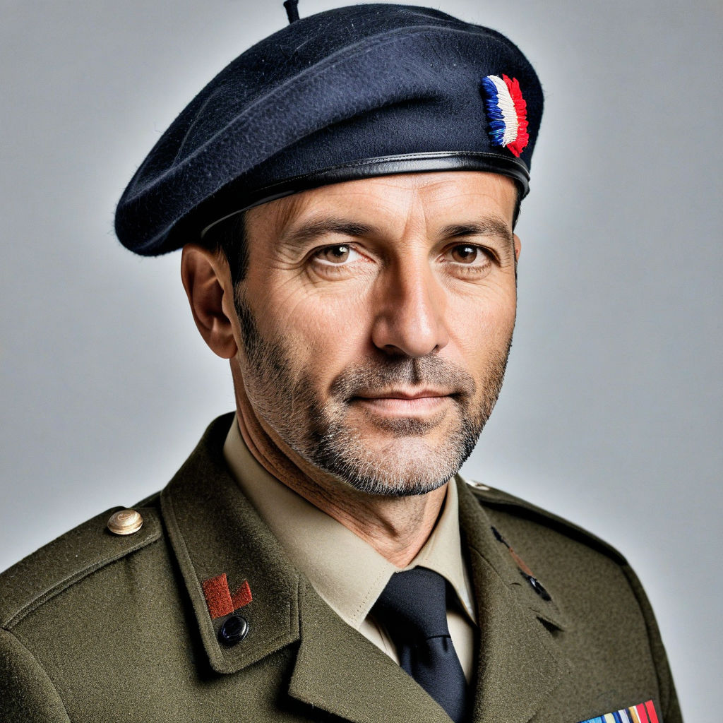 Modern photo portrait of a 45-year-old French army soldier i... by ...