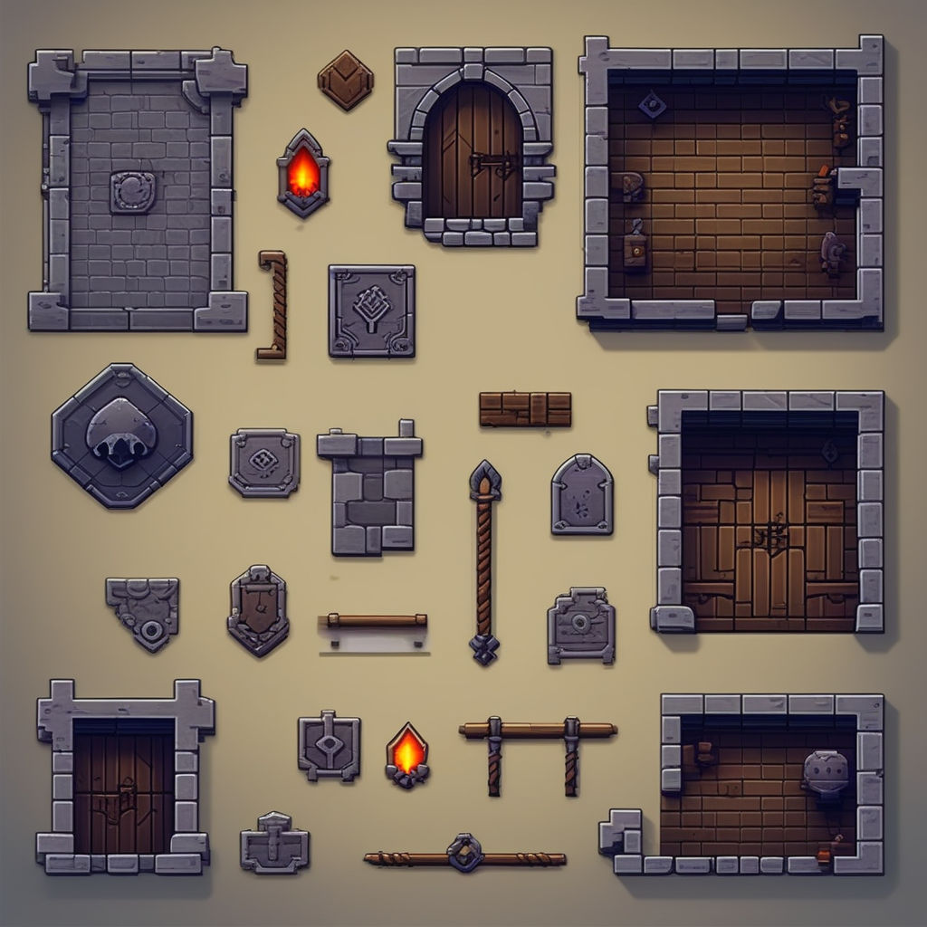 Dungeon sprite tile set 2d game by Elegh - Playground