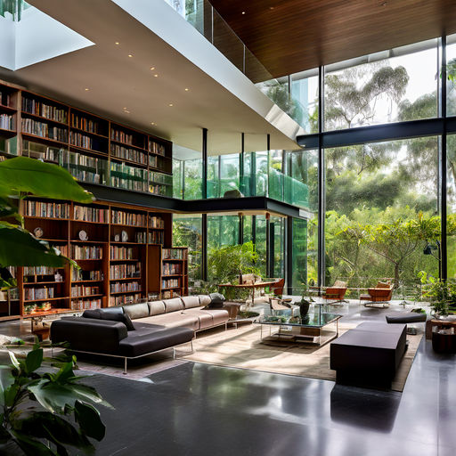 Modern library spanning 1000 sqm with a tri-level design nes... by Toby ...