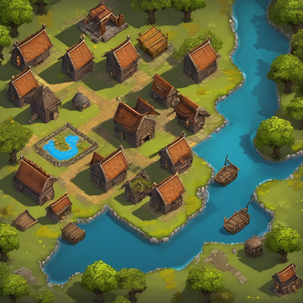 Top down view battle map village by Ciscoso - Playground