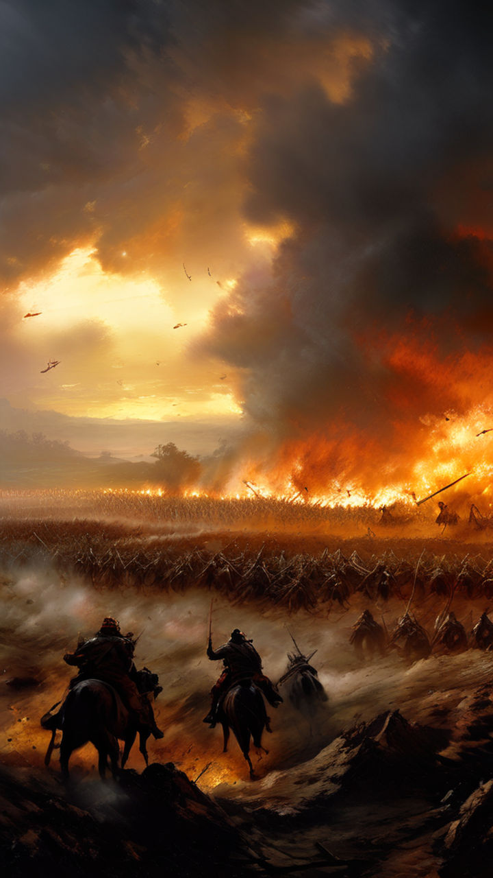 Historical battle scene on a vast field by David Kondělka - Playground