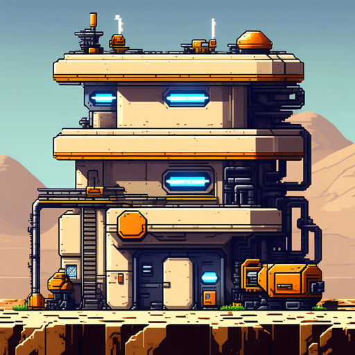 Scifi mining industry building sprite pixel art front view by Raihan ...