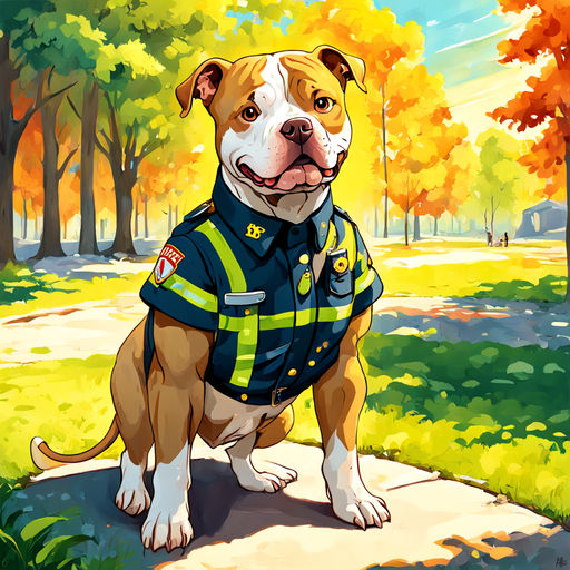 Cartoon-style anthropomorphic Pit Bull stands upright by Ксюша - Playground