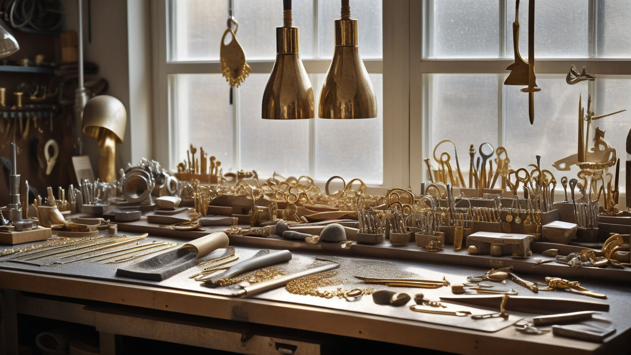 Modern goldsmith's workbench captured in a high-resolution p... by ...