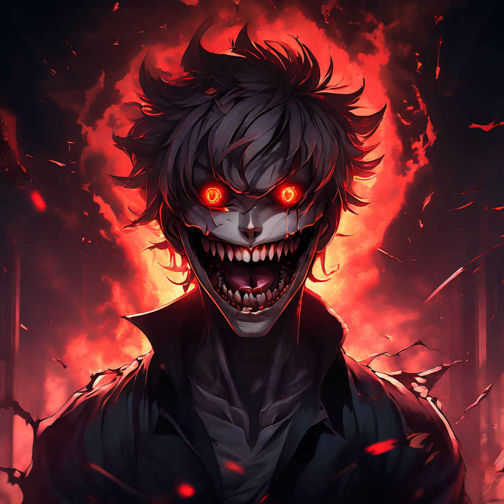 A scary picture of a terrifying anime man smiling in horror by Mmkkjn ...