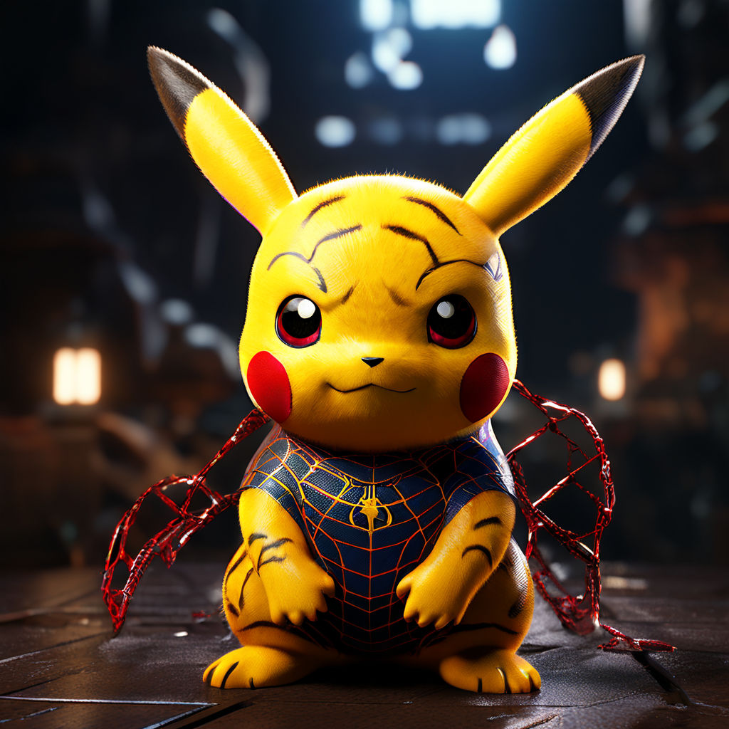 Realistic image of Pikachu with marvel character spiderman l... by ...