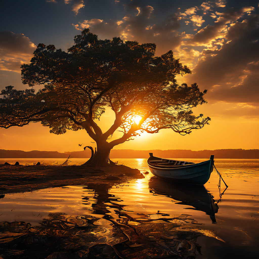 The boat with a tree in the sun by paypal kob - Playground