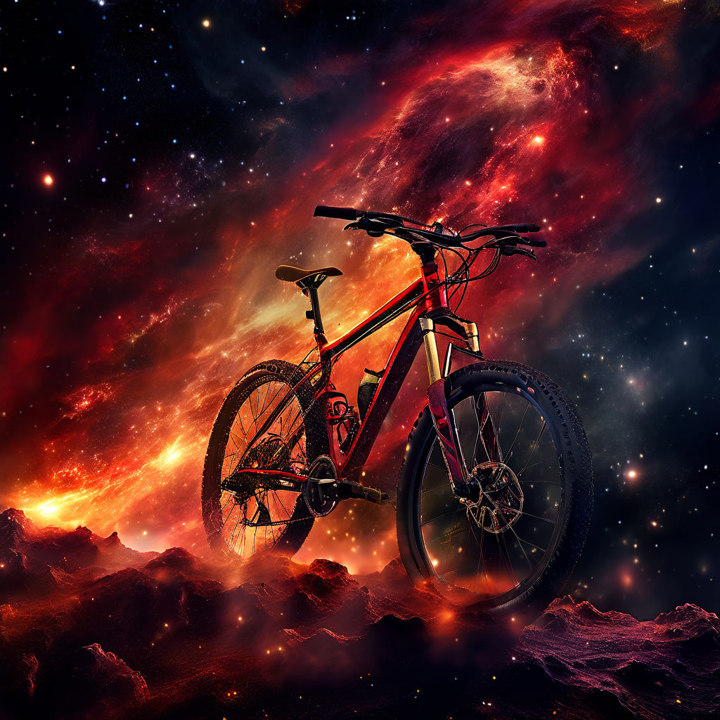 Red bicycle on a cosmic star trajectory by 파파태준 - Playground