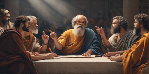 Realistic photo of Socrates debating with other philosophers by Sidnei ...