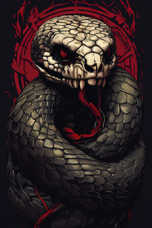 Poster drawing of snake wrapping around a skull by sniperrpost - Playground