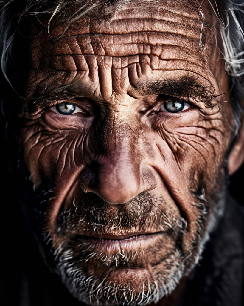 Close-up photo of a weathered face by smalida - Playground
