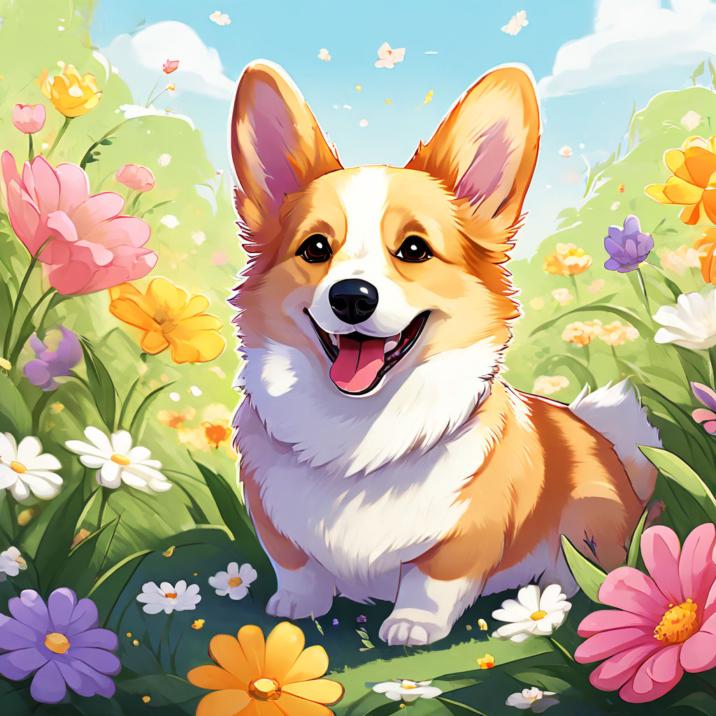 Cartoon illustration of a corgi demonstrating cuteness by Tina Tina ...